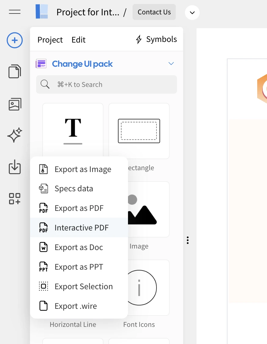 Export Wireframes as Interactive PDFs with Clickable Navigation