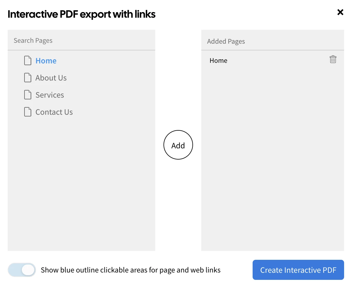 Export Wireframes as Interactive PDFs with Clickable Navigation